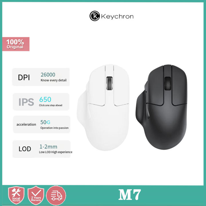 Keychron M7 Wireless three mode Lightweight Mouse, PAW3395 Sensor ...