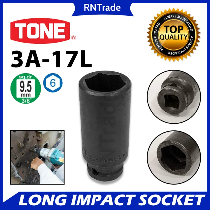 TONE Hex Impact Socket 3A-10L (10mm) 3A-17L (17mm), Made in Japan ...