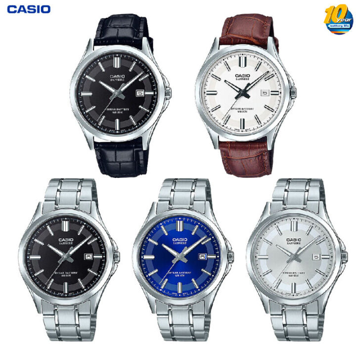 Casio นาฬิกาข้อมือ ผู้ชาย สายสเตนเลสสตีล กระจก Sapphire รุ่น MTS-100D ...