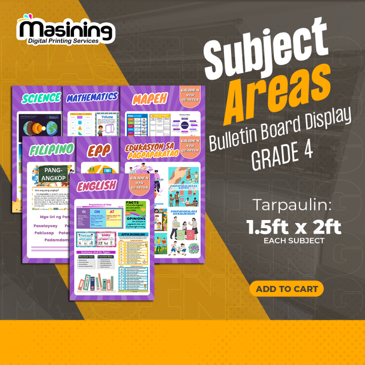 Subject Areas GRADE 4 Bulletin Board Display Tarpaulin 1.5ft x 2ft ...