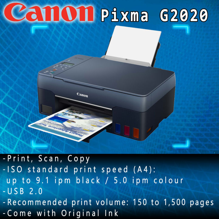 Canon PIXMA G2020 A4 Color Refillable Ink Tank, All-In-One (Print, Scan ...