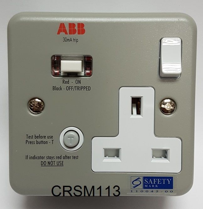 ABB 1 Gang 13A 10mA/30mA Residual Current Device RCD Switched Socket ...