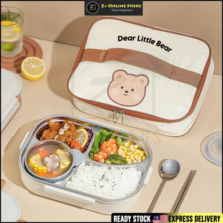 DEAR BEAR 2/5 Compartments Stainless Steel 304 Food Container Lunch Box ...