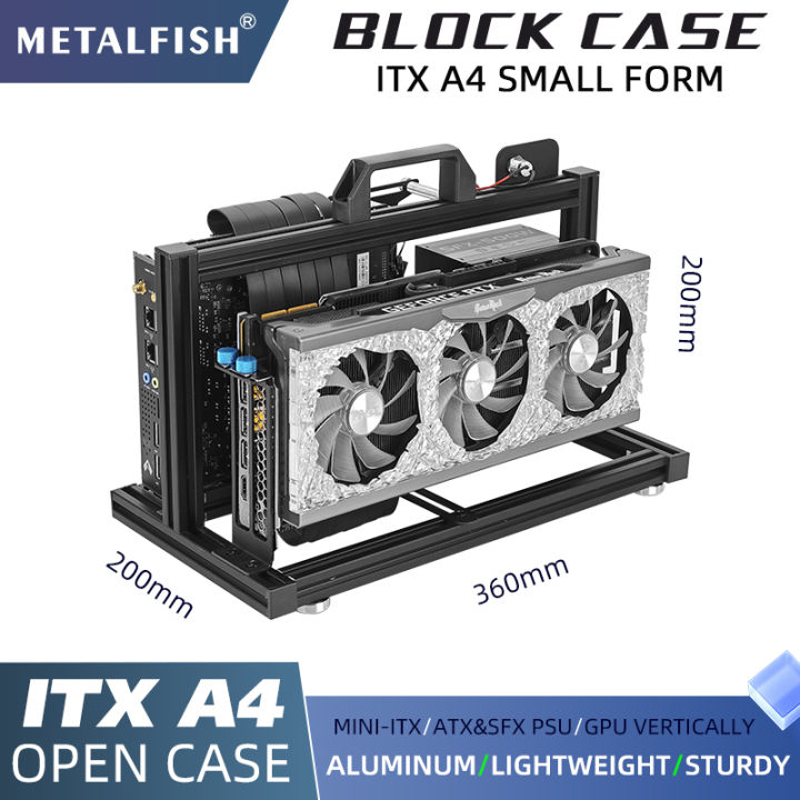 【Original Shipment】 METALFISH Blockcase Aluminum ITX A4 Open Frame Case Support MINI-ITX ...
