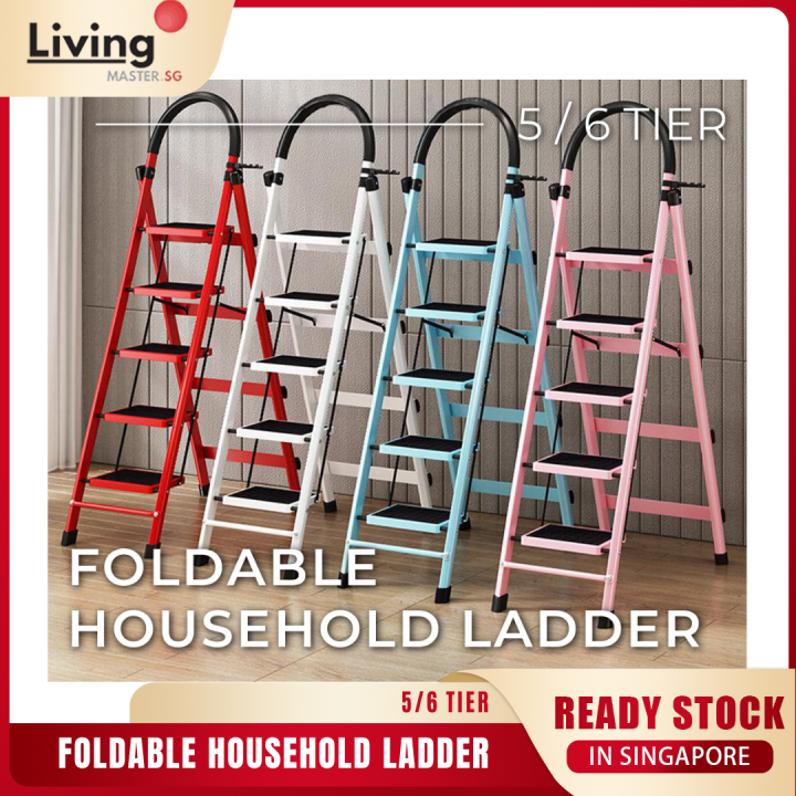 Stool Step Foldable Ladder - 5 / 6 Tier Household Office Ladders ...