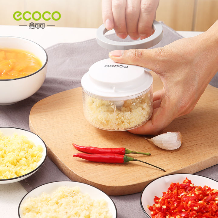 ECOCO Mini Food Chopper Garlic Grinder Onion Ginger Hand Pull Masher Shredder Vegetable Cutter ...