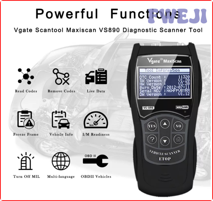 FWEJI 2023 Newest Maxiscan Vgate VS890S OBD2 Diagnostic Scanner VS890 ...