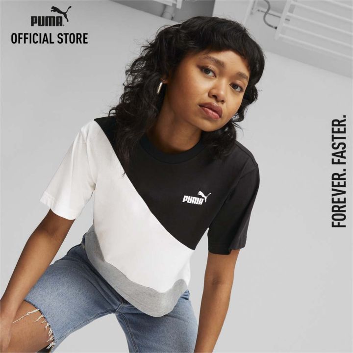 PUMA BASICS - เสื้อยืดครอปผู้หญิง PUMA POWER Cat สีดำ - APP - 67601101 ...