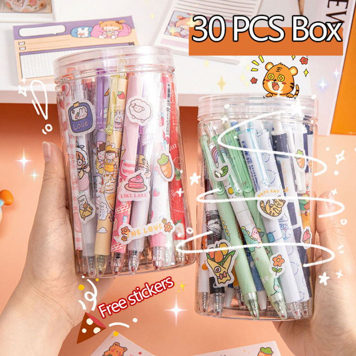 30 PCS Cute Ballpen Gel Pens Set 0.5 mm black pen for writing Back To ...