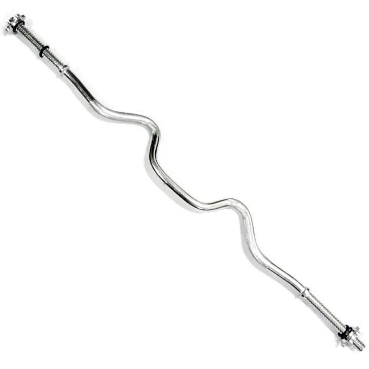 150cm EZ Threaded Cast Iron Barbell with Spinlock Screw Collars 25mm ...