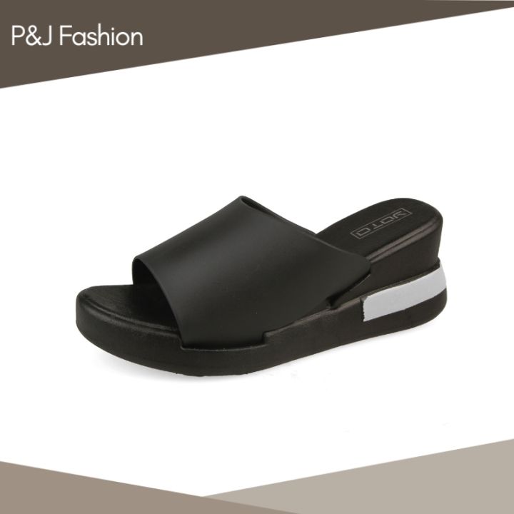 YOTO Korean 6cm Wedges Sandals Light Weight Slip on All Weather Grip ...