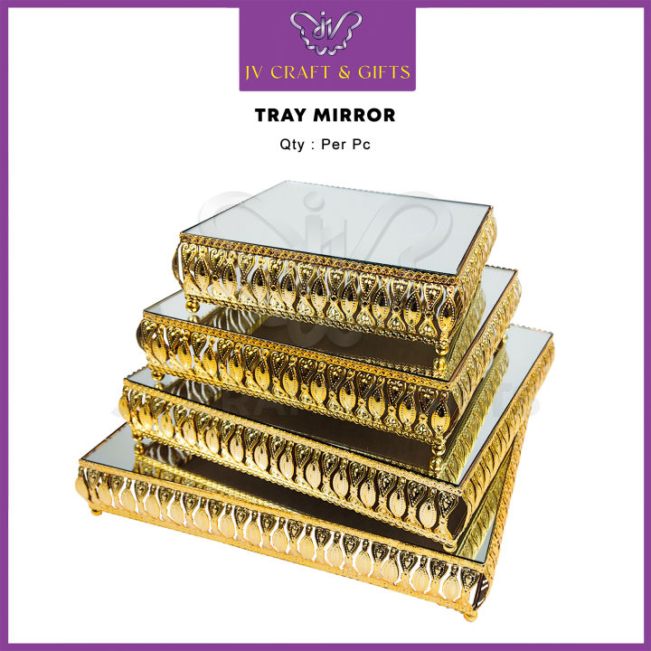 Dulang Hantaran Decoration | Square Mirror Tray | Dulang Cermin ...