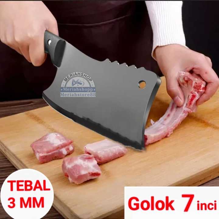 Pisau Golok Daging Tulang 7 inch TEBAL 3mm Japan Jepang HIGH Stainless ...