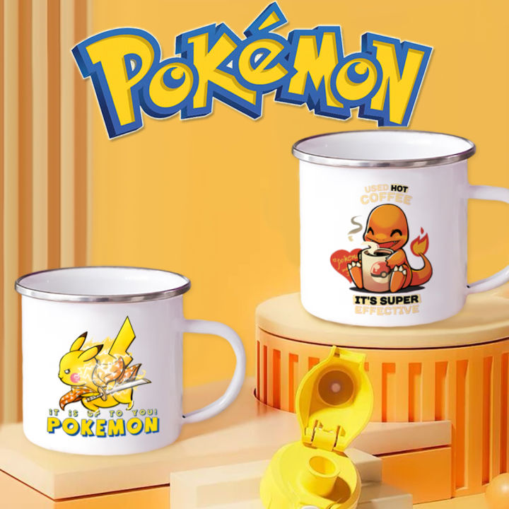 Cute Pokemon Enamel Mug Milk Cups Women Men Work Coffee Enamel Cup Kids ...
