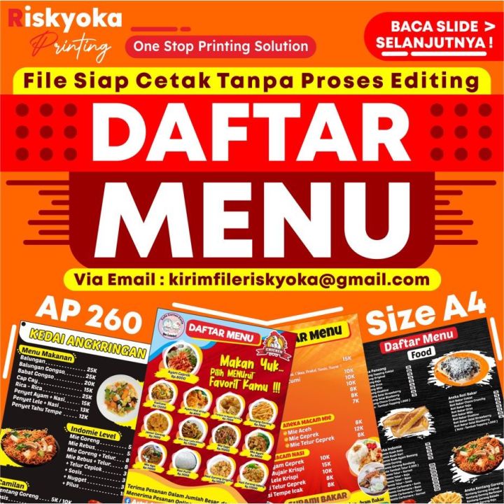 CETAK MENU MAKANAN/MINUMAN BAHAN A4 + LAMINATING(DILUAR DESAIN ...