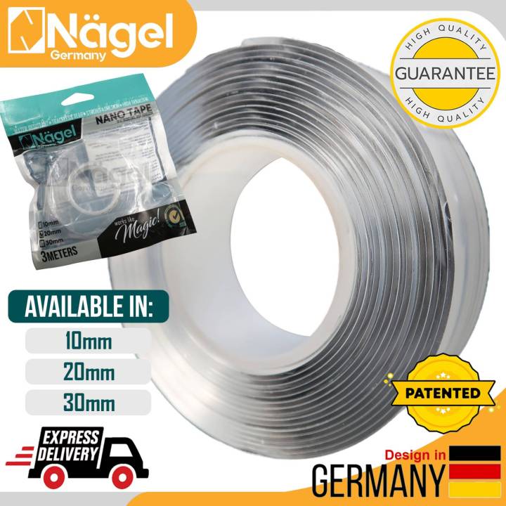 NAGEL Outdoor Permanent NANO Double Sided Tape (10mm | 20mm | 30mm x 3meters) Super Strong Tape ...