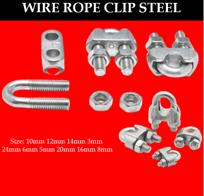 TOYU Steel Cable3mm-24mm Wire Rope Clip Steel Clip GI Cable U Clamp ...
