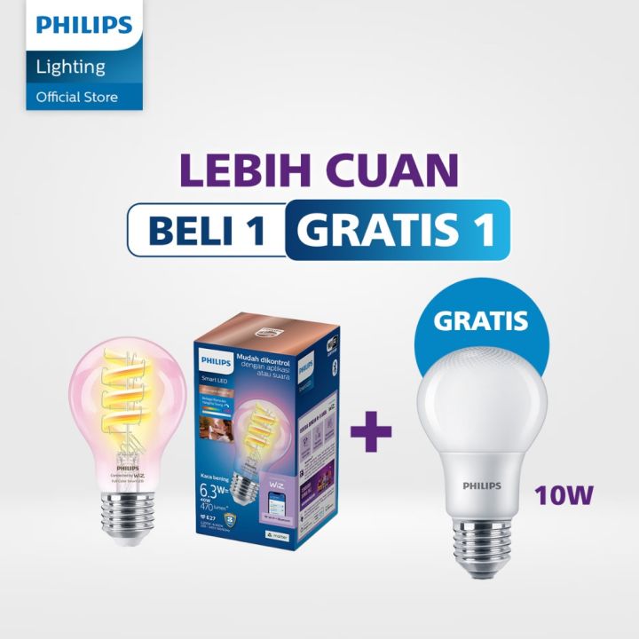 Philips Lampu Smart LED Paket Beli Sprial 6.3W A60 RGB Gratis Lampu LED ...