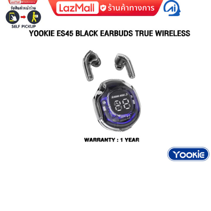 YOOKIE ES45 BLACK EARBUDS TRUE WIRELESS/ประกัน 1 YEAR | Lazada.co.th
