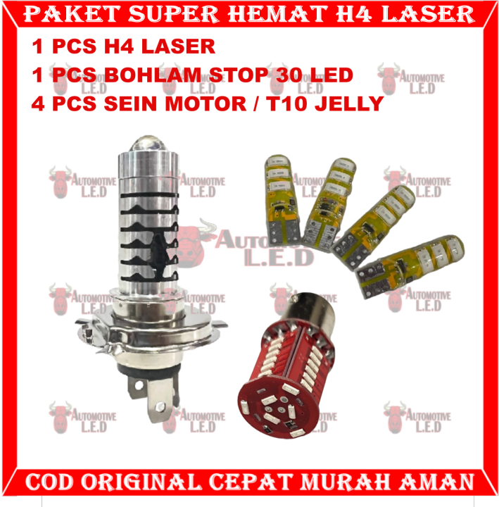 ORIGINAL COMBO PAKET HEMAT LAMPU MOTOR LED H4 LASER BOHLAM STOP 30 LED PLUS SEIN MOTOR | LAMPU ...