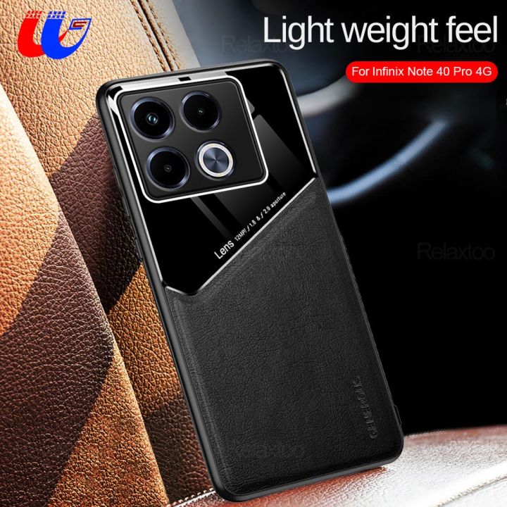 For Infinix Note 40 Pro 4G Car Magnetic Holder Plexiglass Leather ...