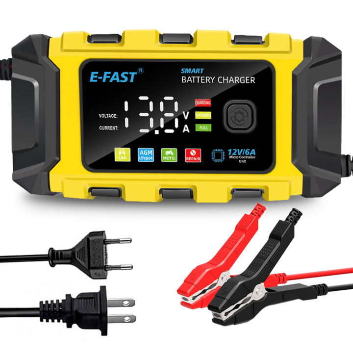 E-FAST Car Battery Chargers 12V/6A Full Automatic Battery Chargers ...
