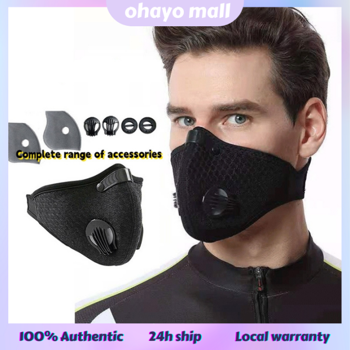 Anti Pollution Mask Double Breathing Valve Durable ABS Mask Riding Face ...
