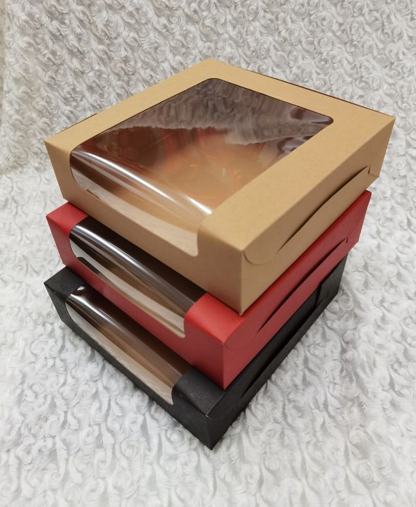 KLB Kraft Material L-Shaped Window Layer Cake Box-10pc/pkt | Lazada