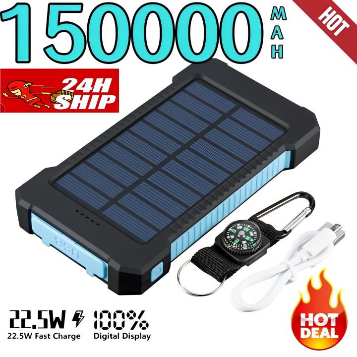 100% original 150000mAh solar power bank waterproof ultra thin solar ...