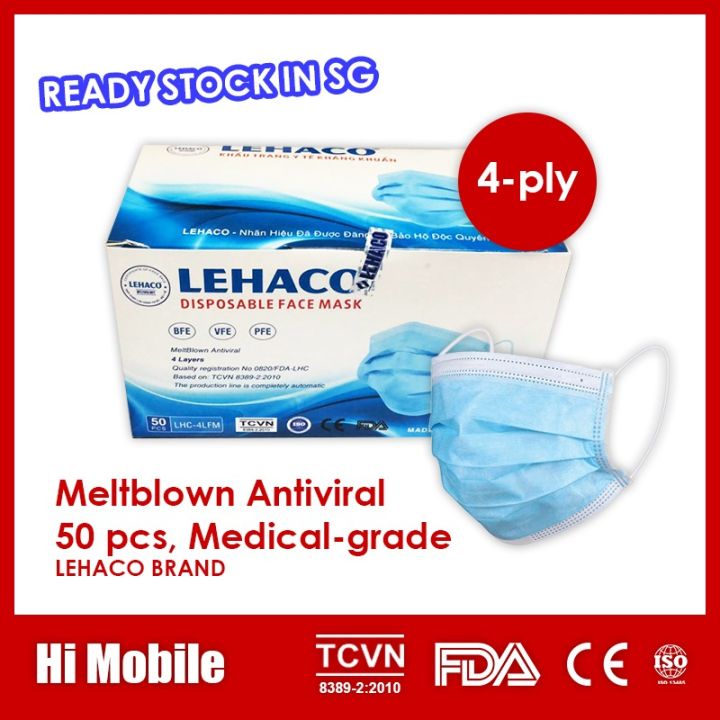 MEDICAL GRADE 4 PLY PREMIUM SURGICAL FACE MASK (BFE 99%)*LEHACO BRAND ...