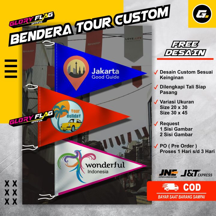 CUSTOM BENDERA SEGITIGA | BENDERA TOUR GUIDE TRAVEL | BENDERA MOTOR ...