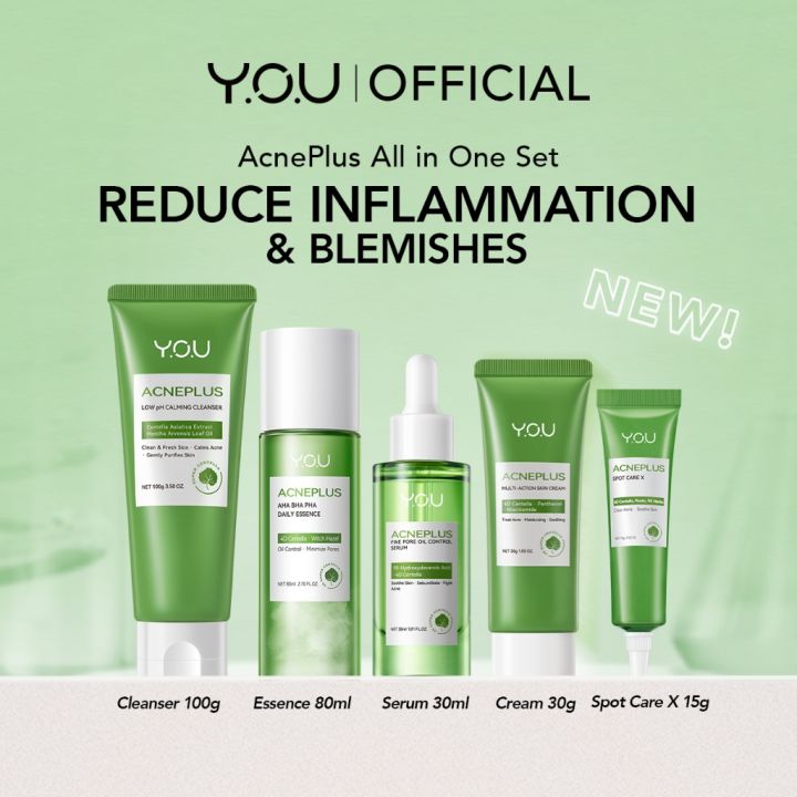 YOU AcnePlus All in One Set with Cica Niacinamide AHA BHA PHA Oil ...