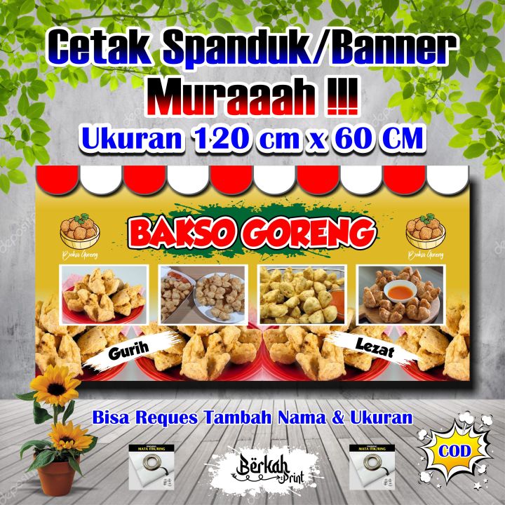 Spanduk Banner Bakso Goreng Ukuran 120 cm x 60 cm | Lazada Indonesia
