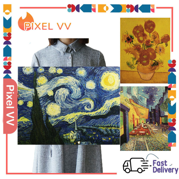 Van Gogh Masterpiece Painting Poster Starry Night Sunflower Irises ...