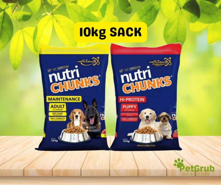 Nutri Chunks Dry Dog Food Maintenance (Adult)/Hi-Protein (Puppy) - 10kg Sack | Lazada PH