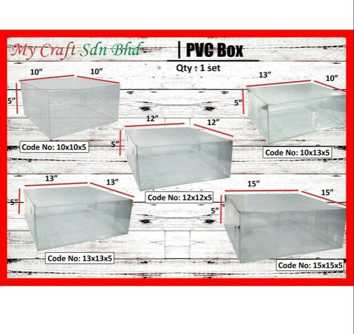 ①[Ready Stock] 5 Size Transparent Square PVC Box | Kotak Cenderahati ...