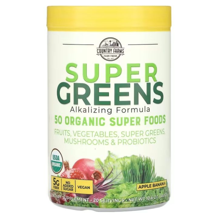 Super Greens, Alkalizing Formula, A SUperFood, Apple Banana, 300g ...