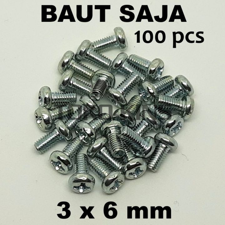 JP M3 x 6 Baut kepala obeng plus 3mm 3 x 6 mm per 100 pcs | Lazada Indonesia
