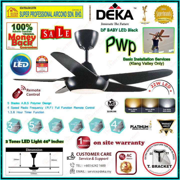 Deka Baby Fan DF BABY LED (Black) 46 inch Remote Control Ceiling Fan ...