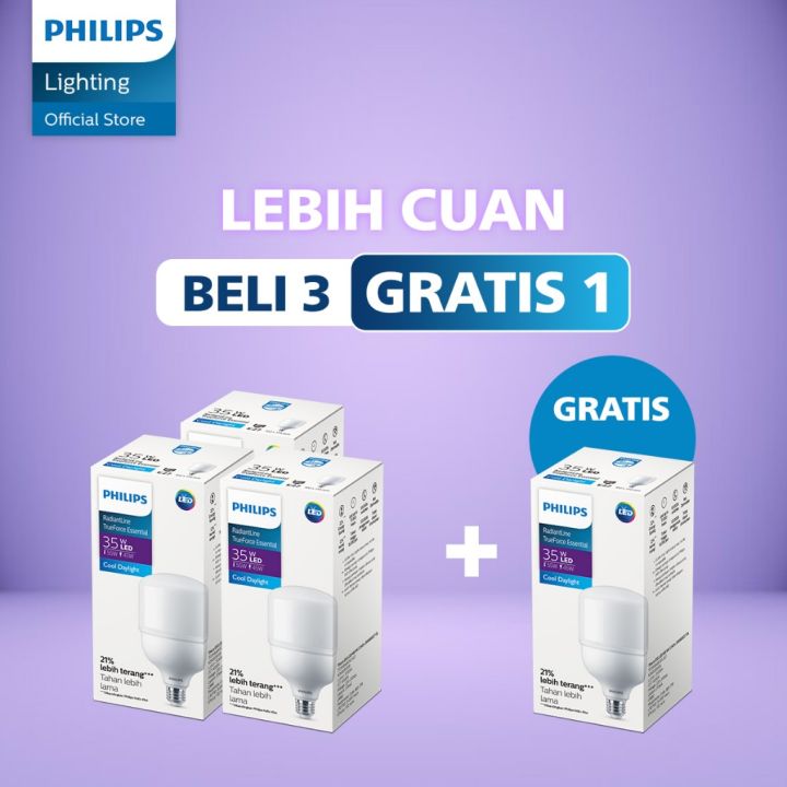 Philips Lampu LED Paket Beli 3 Gratis 1 Radiantline TrueForce 25W Putih ...