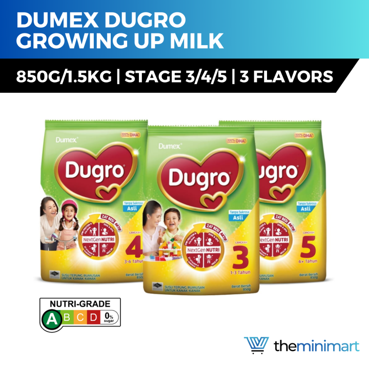 Dumex Dugro Growing Up Milk Refill Pack 850g 1.5kg Stage 3 4 5 ...