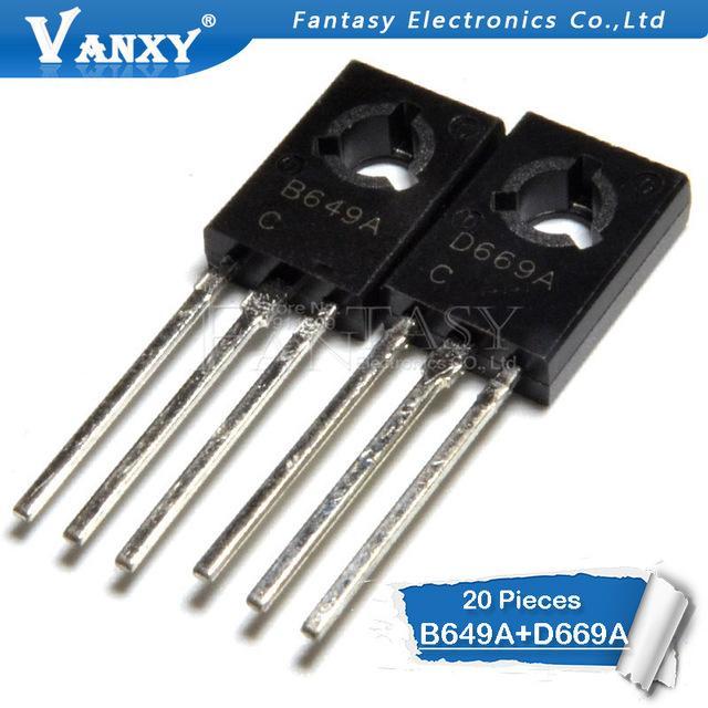 20pcs (10pcs B649A + 10pcs D669A ) TO-126 2SB649A 2SD669A TO126 B649 ...