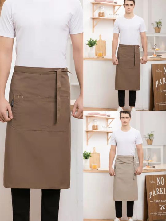 Half body solid color apron hotel restaurant kitchen work clothes ...