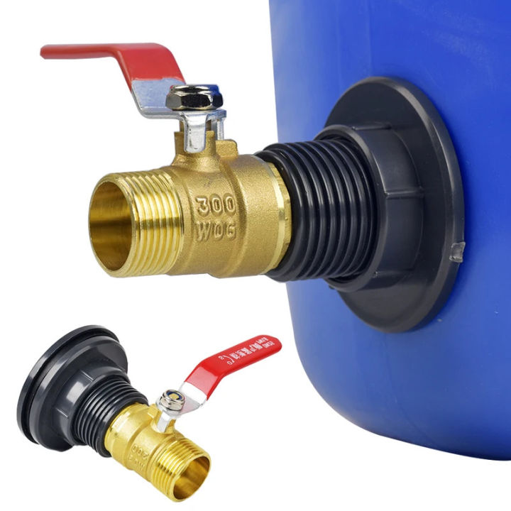 PVC Bulkhead Fitting with Brass Valve - 1/2", 3/4", 1" Male for Tanks ...