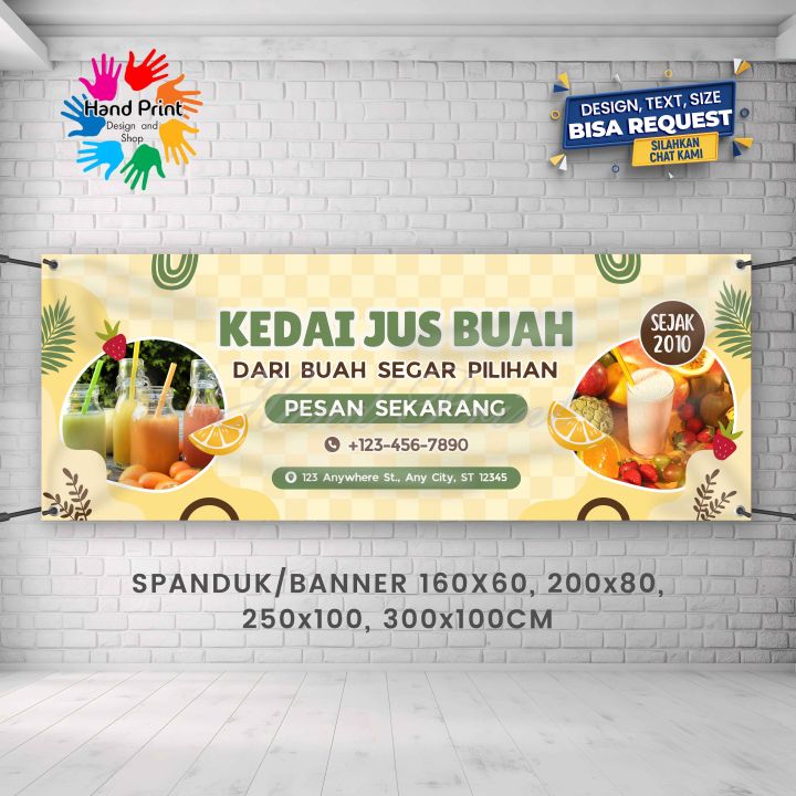 Cetak Spanduk Banner Jualan Jus Buah MMT Spanduk Custom 300x100CM ...