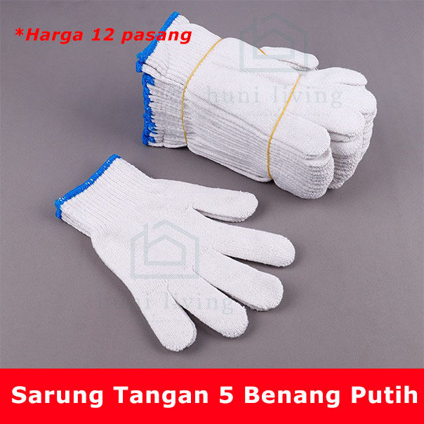 Sarung Tangan Kerja Kain Proyek Bangunan Benang 5 | Lazada Indonesia