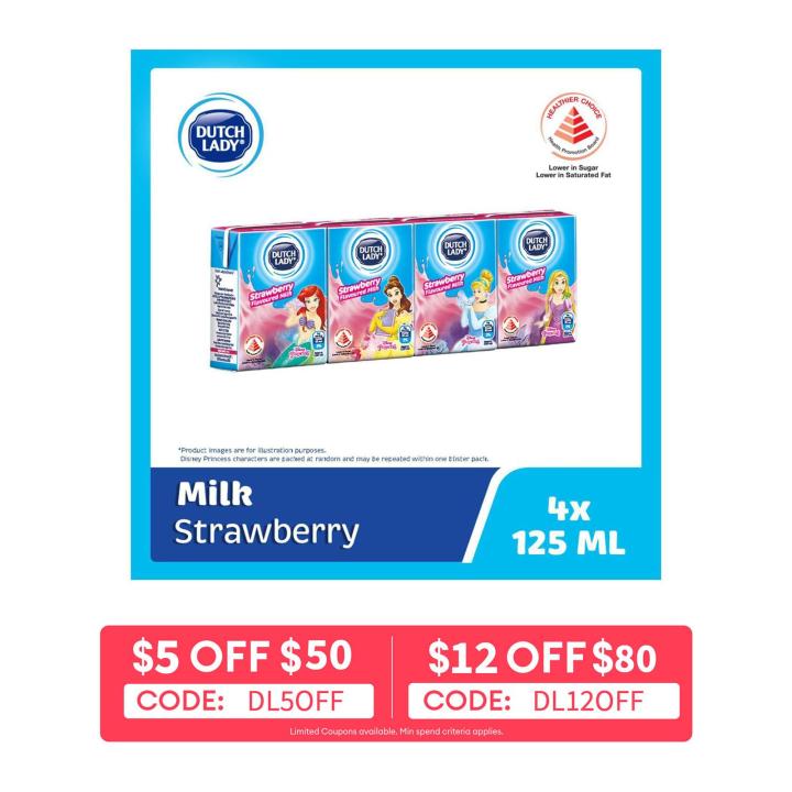 Dutch Lady Disney Princess 125ML Milky Strawberry UHT Milk | Lazada ...