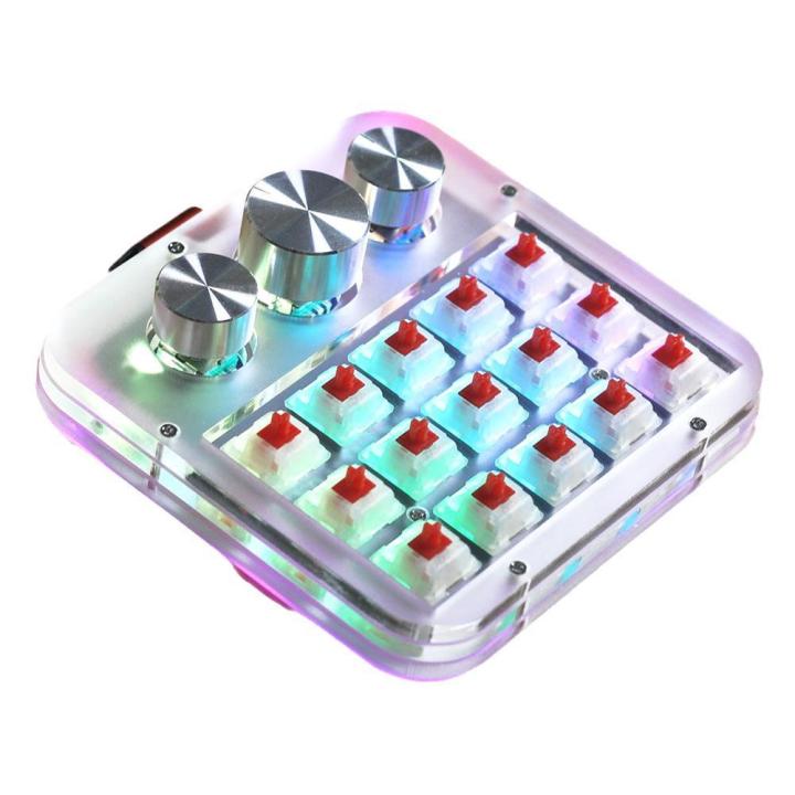 【Sleek】 Programming Macro Custom Keyboard Rgb 15key 2 Knob Paste Mini Button Photoshop Gaming ...