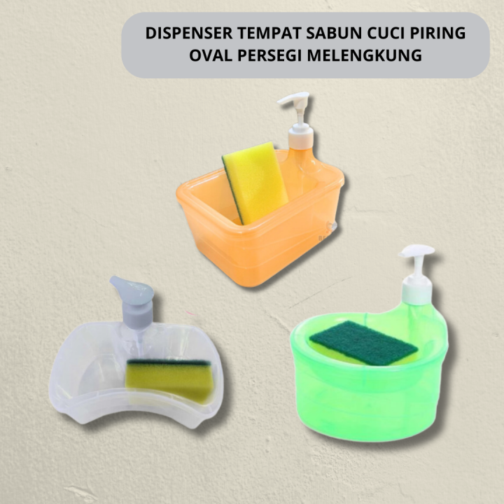 Tempat Sabun Bulat Oval Persegi 1000ml + Spons Cuci Piring (2in1 ...