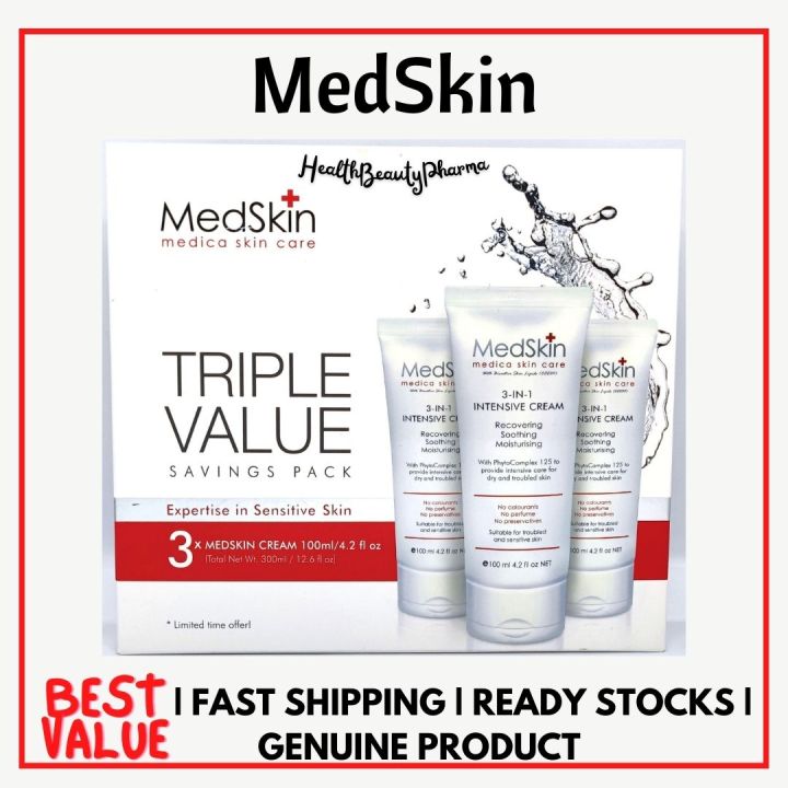 MedSkin 3-in-1 Intensive Cream Triple Pack 3 x 100ml / 100ml (Suitable ...